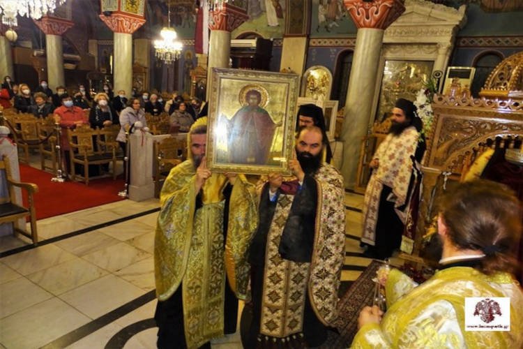 Εσπερινός ενθρονίσεως ιερής εικόνας Οσίου Νίκωνος στη Σπάρτη | proseuxi.gr